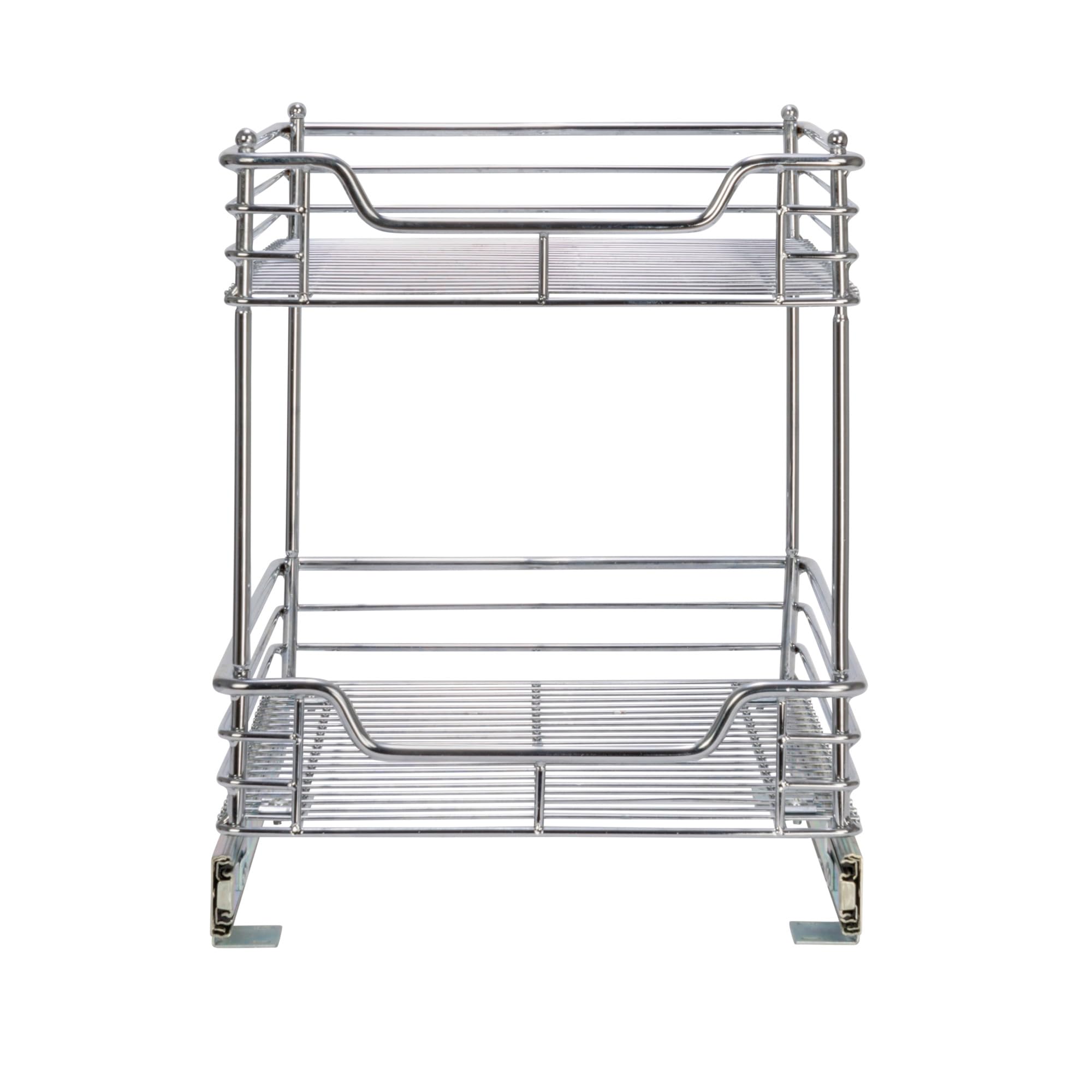 Household Essentials Glidez Multipurpose Chrome-Plated Steel Pull-Out/Slide-Out Storage Organizer for Under Cabinet Use - 2-Tier Design - Fits Standard Size Cabinet or Shelf, Chrome