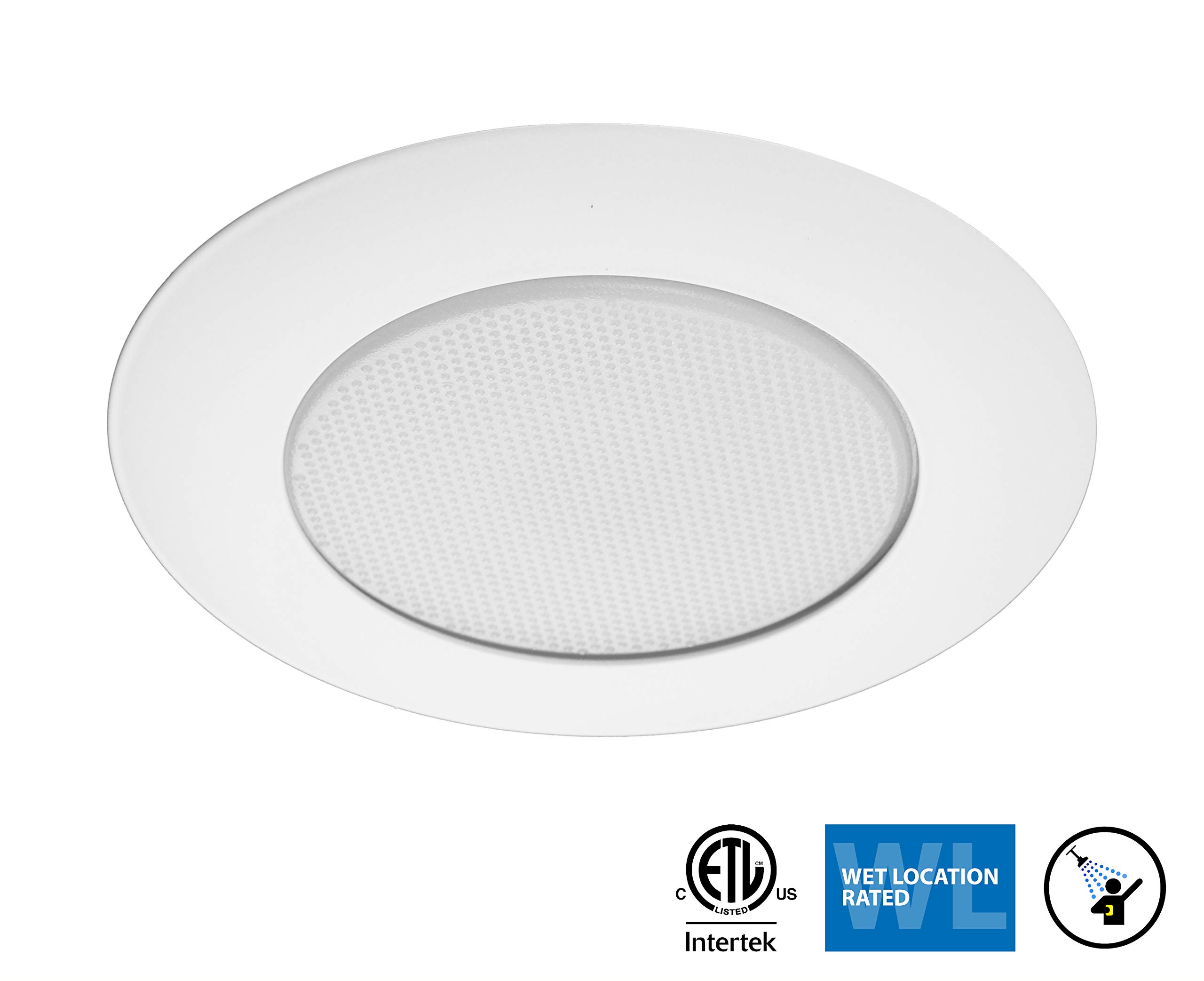 NICOR Lighting 6 inch White Recessed Shower Trim with Albalite Lens (17505)