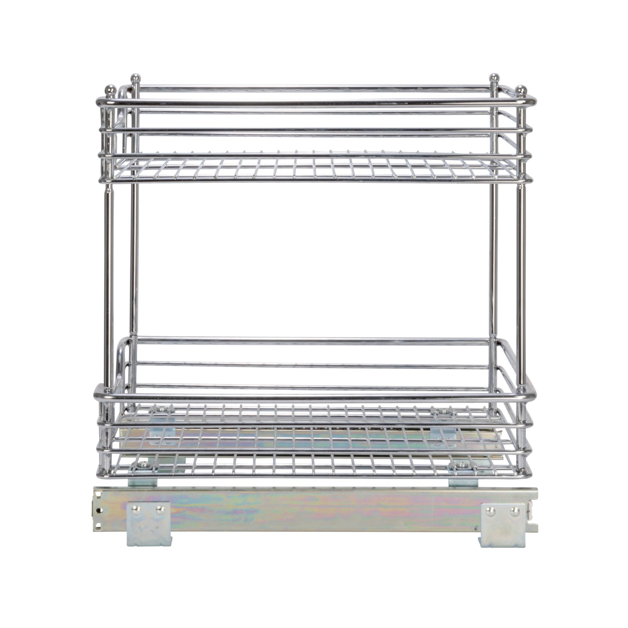 Household Essentials Glidez Multipurpose Chrome-Plated Steel Pull-Out/Slide-Out Storage Organizer for Under Cabinet Use - 2-Tier Design - Fits Standard Size Cabinet or Shelf, Chrome