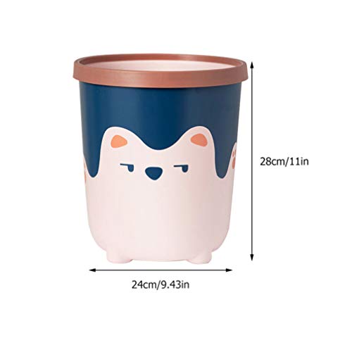 Hemoton Trash Can Plastic Garbage Can Cute Round Wastebasket Trash Bin Waste Container for Home Kitchen Bathroom Office Pink Blue