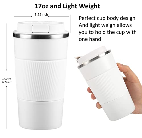 17oz. Coffee Travel thermos ,Stainless Steel Travel Mug&Tumbler Vacuum Insulated Cup(White)