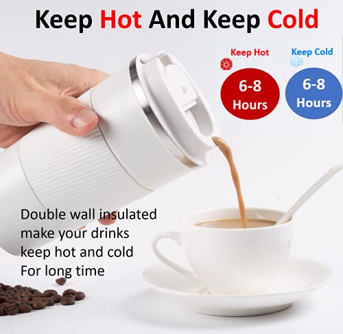 17oz. Coffee Travel thermos ,Stainless Steel Travel Mug&Tumbler Vacuum Insulated Cup(White)