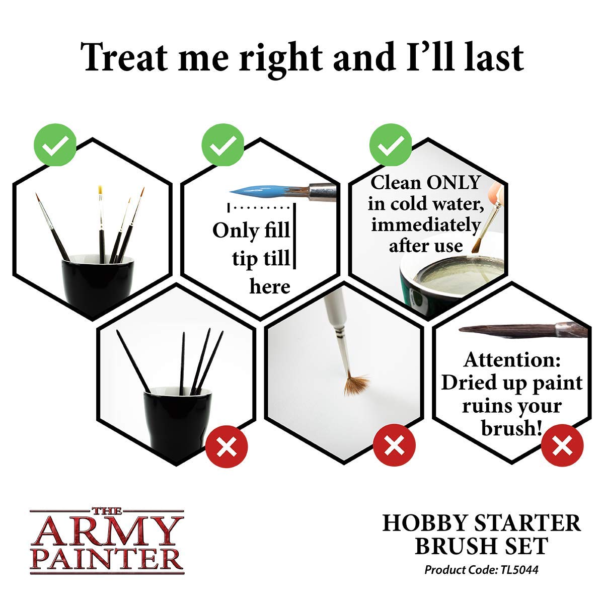The Army Painter Hobby Brush Starter Set -Miniature Small Paint Brush Set of 3 Acrylic Paint Brushes-Includes Drybrush, Standard Model Paint Brush & Detail Fine Tip Paint Brush for Acrylic Painting