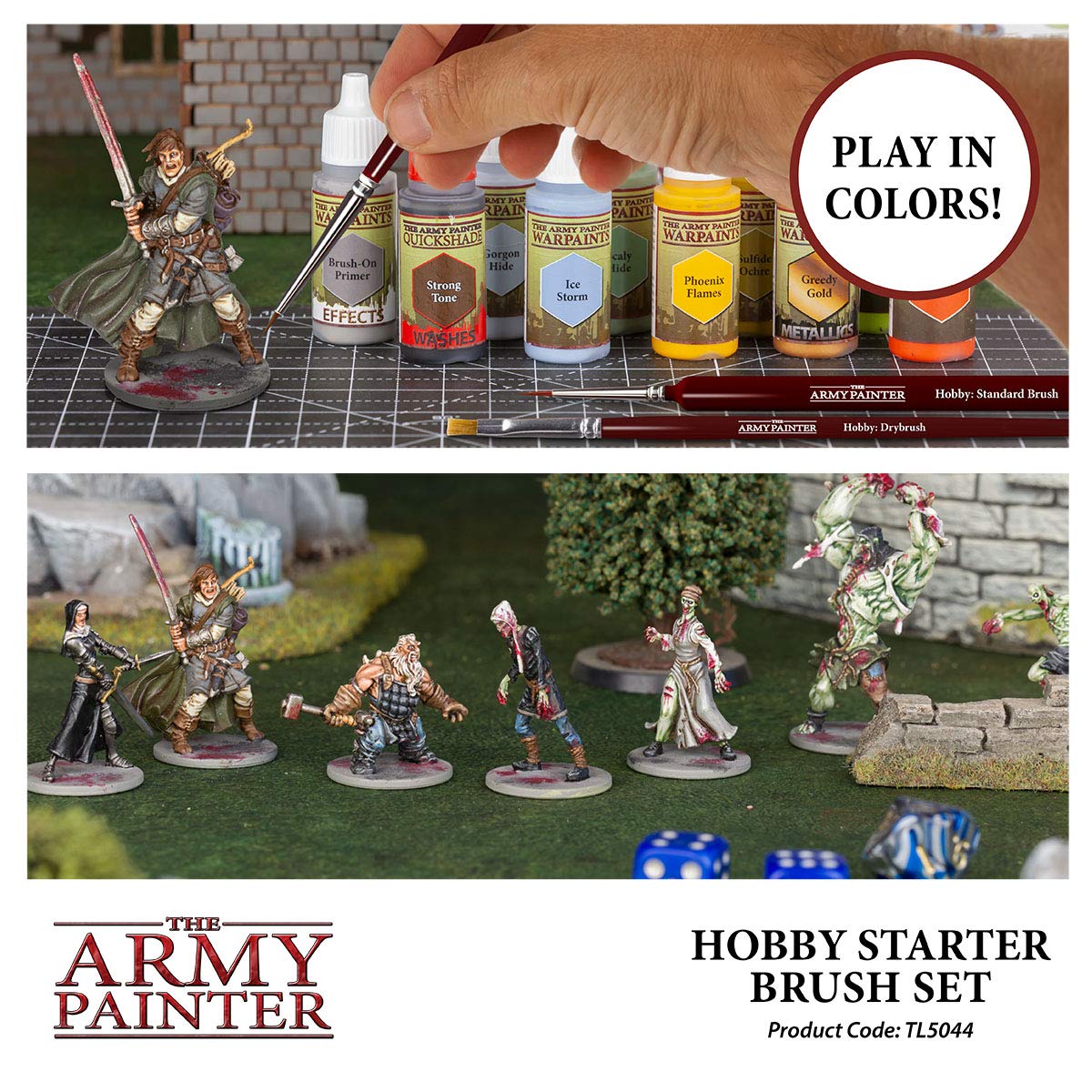 The Army Painter Hobby Brush Starter Set -Miniature Small Paint Brush Set of 3 Acrylic Paint Brushes-Includes Drybrush, Standard Model Paint Brush & Detail Fine Tip Paint Brush for Acrylic Painting