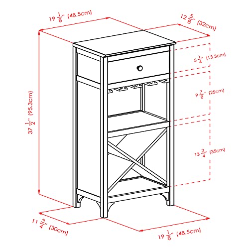 Winsome Ancona X Shelf Modular Wine Cabinet With 1-Drawer, Glass Rack, Dark Espresso (92745)