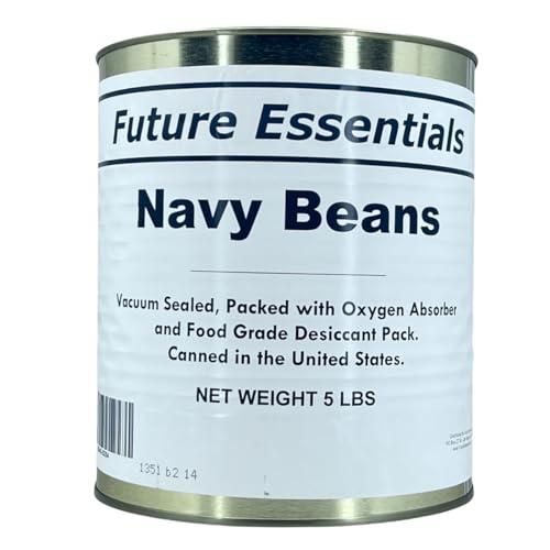 1 Can of Future Essentials Small White (Navy) Beans, Dried, #10 Can, 5 lbs Net Weight
