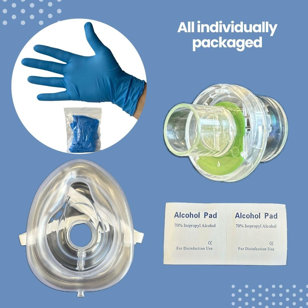 MCR Medical Pack of 5 CPR Rescue Mask, Adult/Child Pocket Resuscitators, Hard Case with Wrist Strap