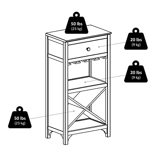 Winsome Ancona X Shelf Modular Wine Cabinet With 1-Drawer, Glass Rack, Dark Espresso (92745)