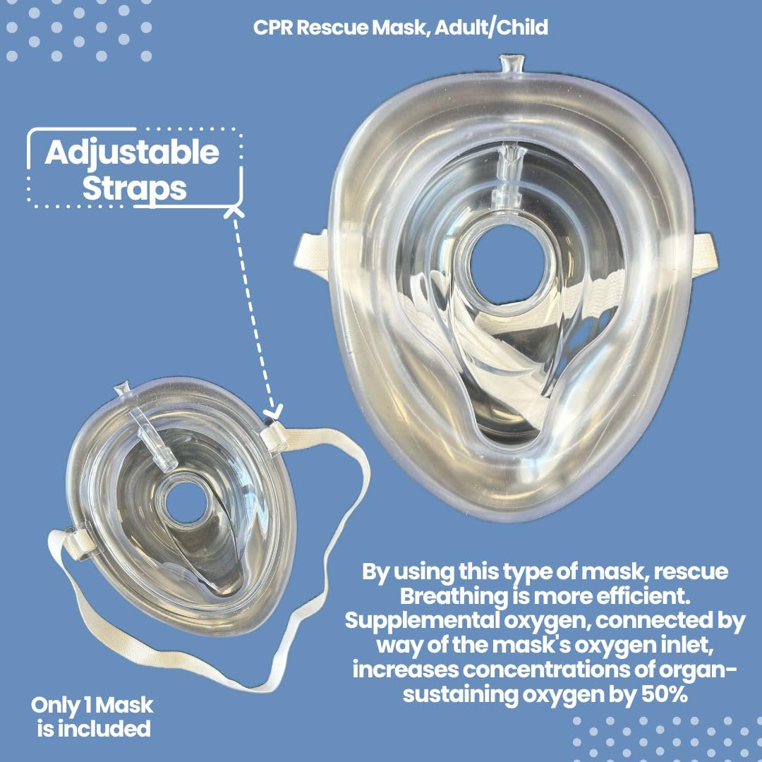 MCR Medical Pack of 5 CPR Rescue Mask, Adult/Child Pocket Resuscitators, Hard Case with Wrist Strap