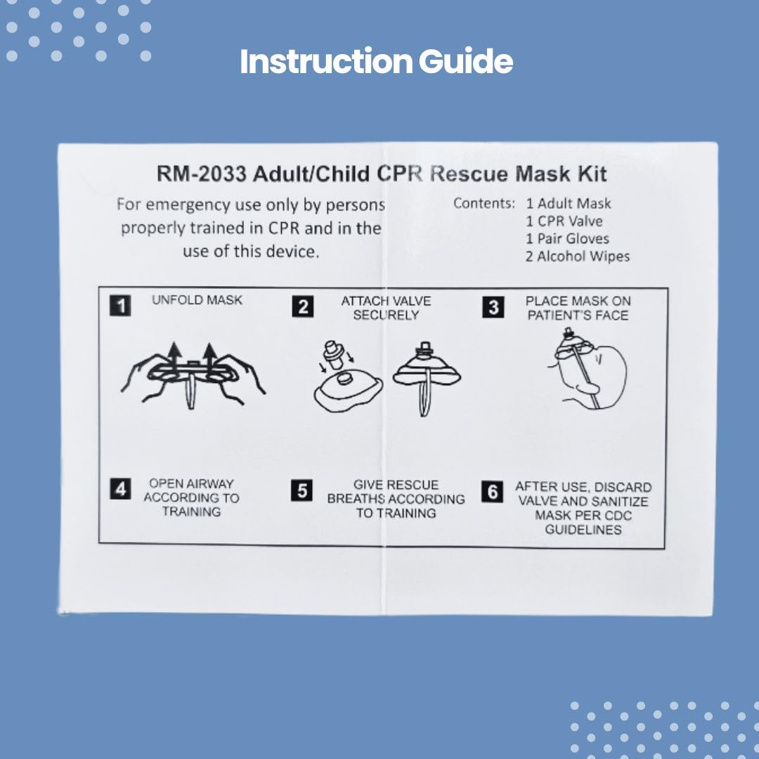 MCR Medical Pack of 5 CPR Rescue Mask, Adult/Child Pocket Resuscitators, Hard Case with Wrist Strap