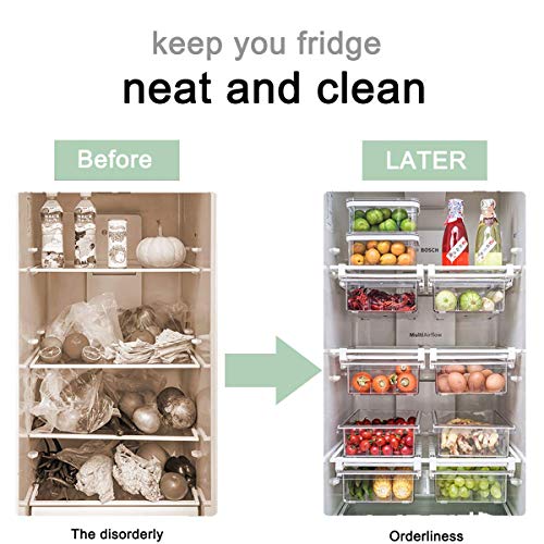 Fridge Organizer-Pull-out Refrigerator Organizer Bins, Freely Pullable Refrigerator Storage Box for Fruit, Yogurt, Snacks, Pasta, Egg- Food Safe, BPA Free, 12β x7.9βx3.7β