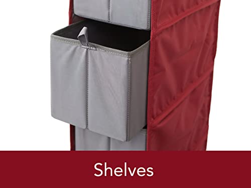 Covermates Keepsakes Hanging Shoe Organizer Set - Heavy Duty Material, Sturdy Interior Shelves, Includes Trays with Dividers - Closet Storage-Scarlett Red