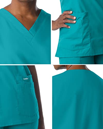 Landau Essentials Relaxed Fit 4-Pocket V-Neck Scrub Top for Women 8219 Steel Grey