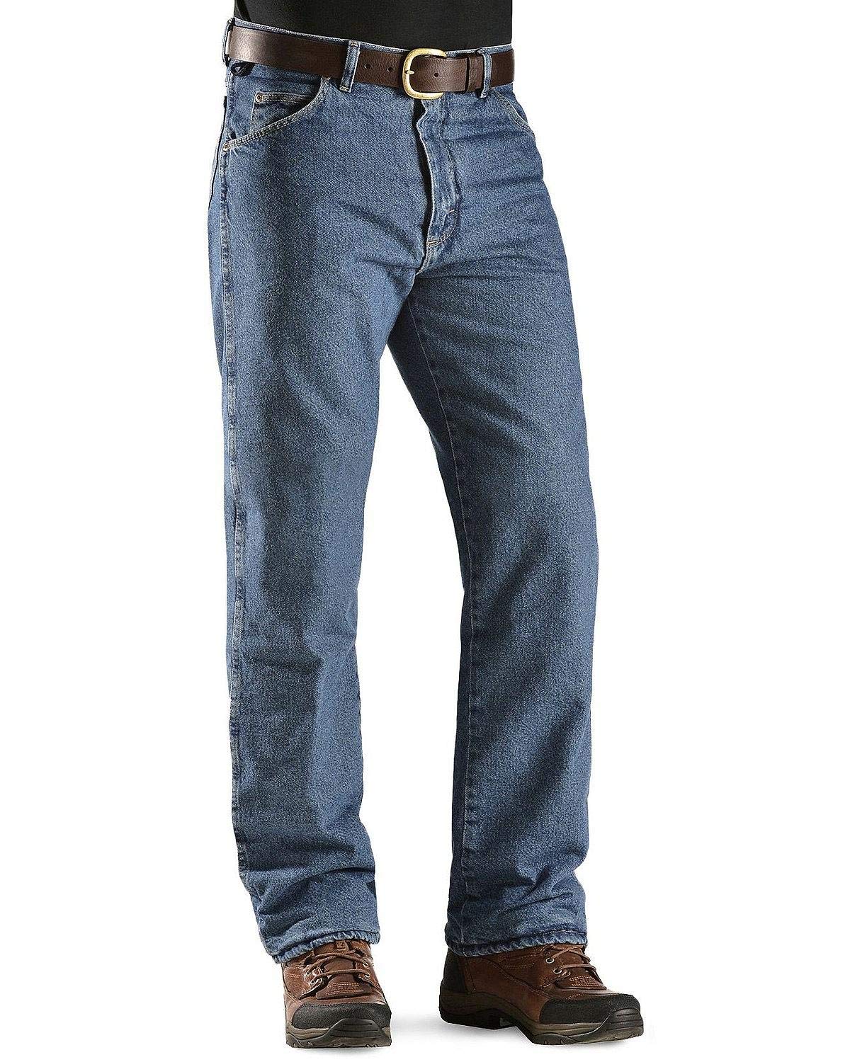 Wrangler mens Rugged Wear Woodland Thermal jeans, Stonewashed Denim, 36W x 32L US
