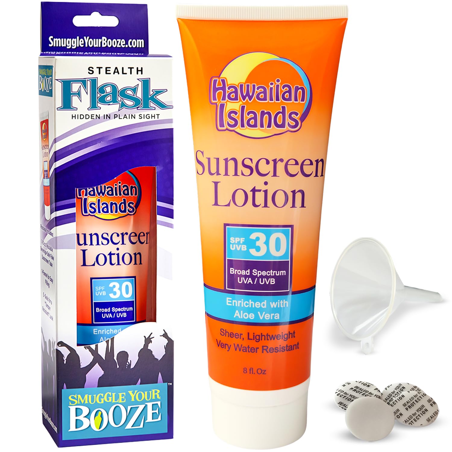 Smuggle Your Booze SPF30 Sunscreen Tube Bottles for Cruise - 10oz Leak-Proof Fake Hidden Plastic Empty Flask Liquor Disguise for Women | 5 Tamper-Proof Seals | Flasks for Cruises Ships, Beach, Concert