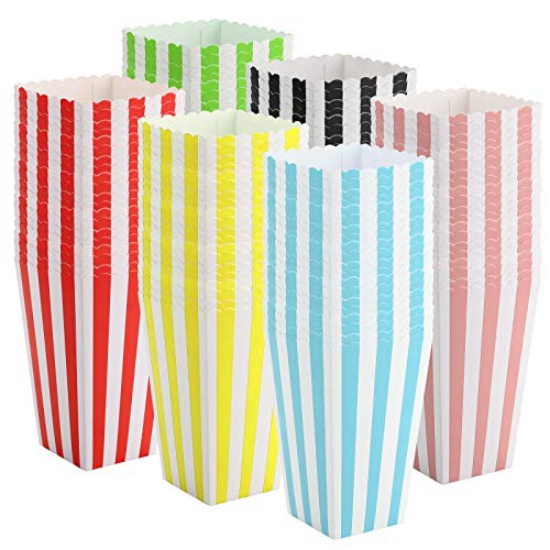 Bekith 120 Pack Movie Party Popcorn Boxes, Colorful Striped Popcorn Boxes, Small Paper Popcorn Containers Great for Home Movie Theater Carnival Party
