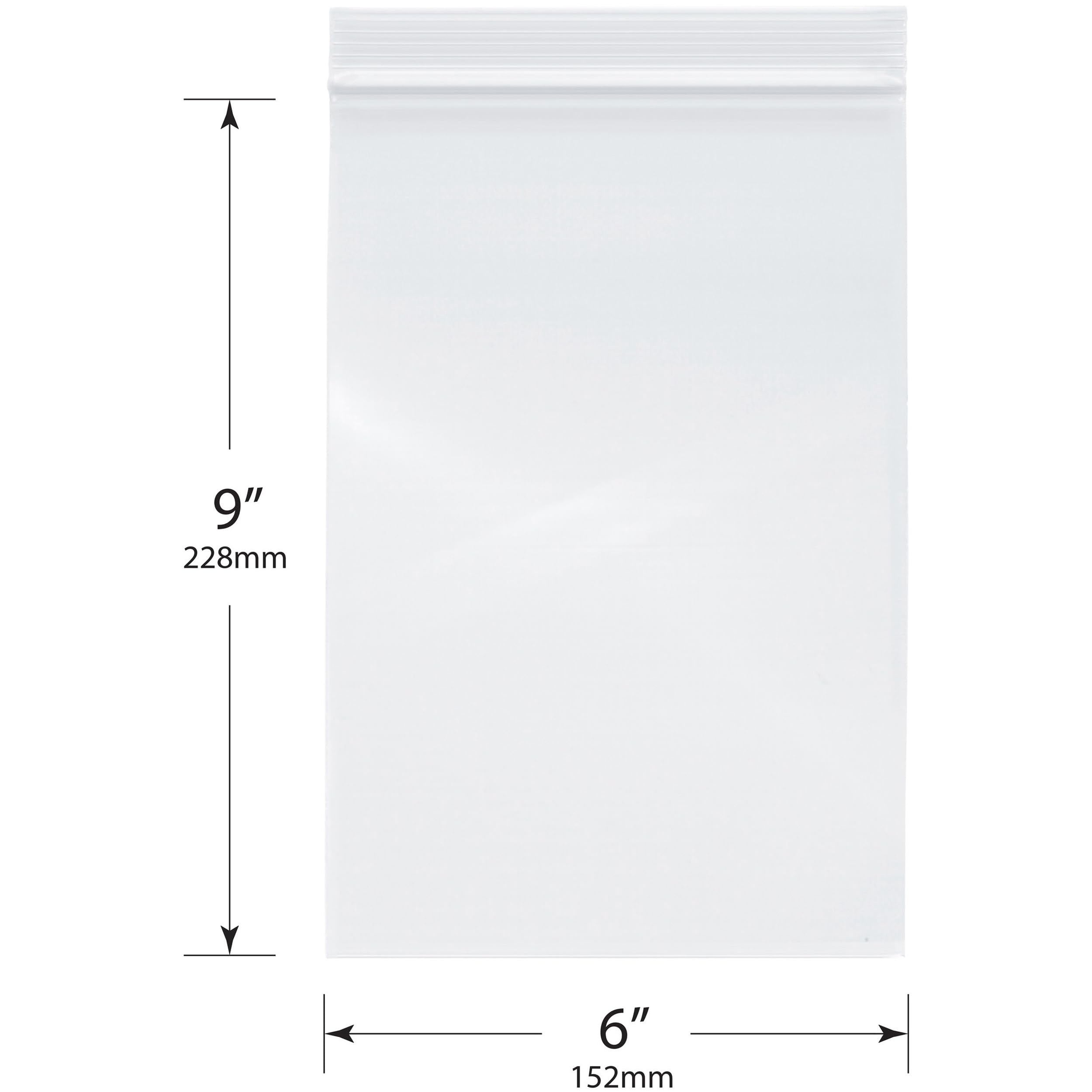 Plymor 6" x 9" (Pack of 100), 4 Mil Heavy Duty Zipper Reclosable Plastic Bags