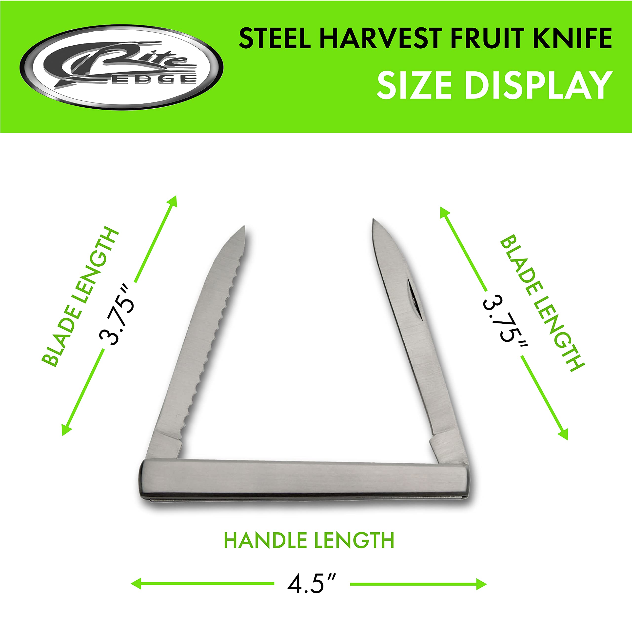 SZCO Supplies 4.5" Steel Harvest Folding Fruit Knife – Dual Stainless Steel Blades, Compact Pocket Knife with Sheath for Gardening, Camping, and Everyday Carry