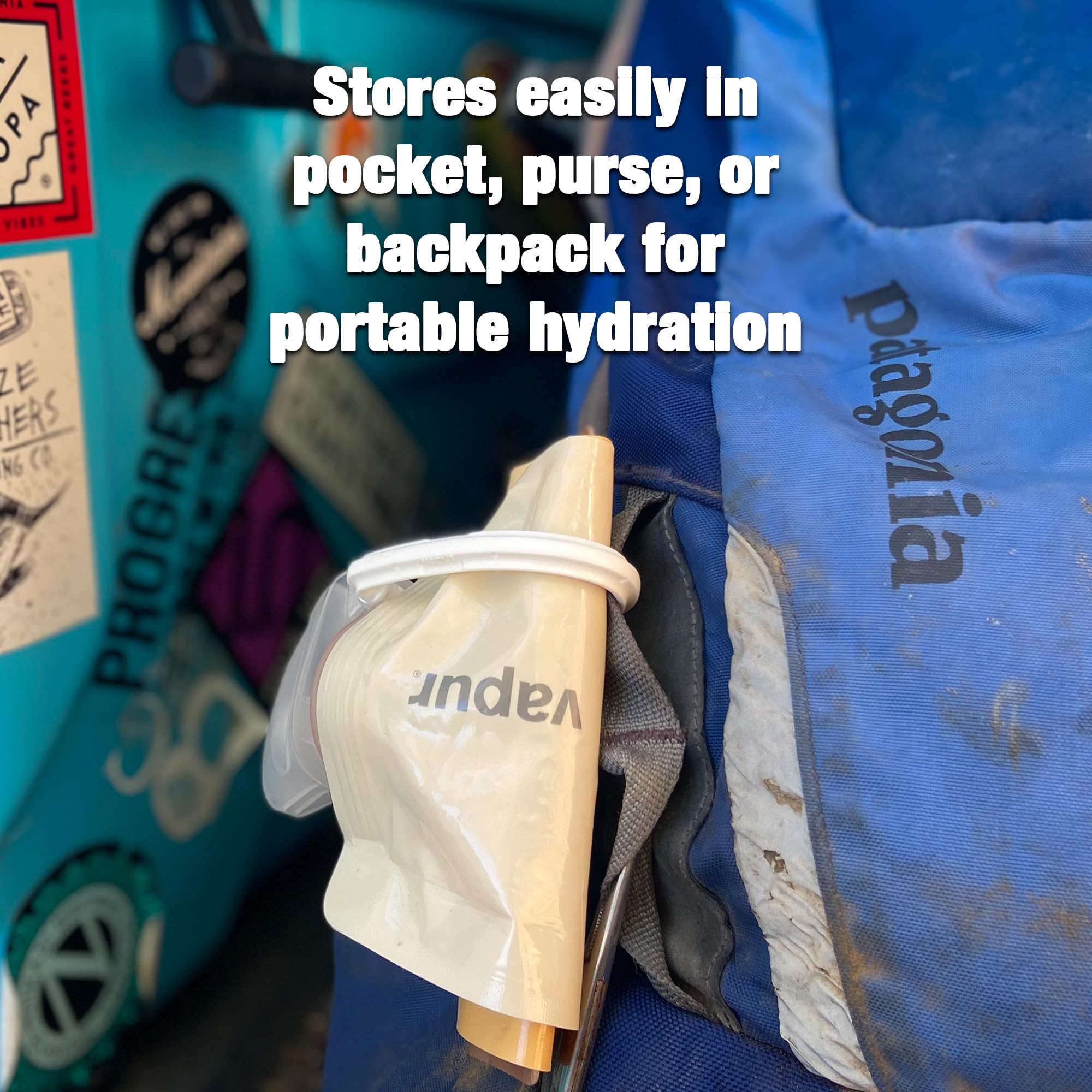 Vapur Flexible Collapsible Wide Mouth Anti-Bottle with Detachable Carabiner, 34 Ounce, Blue, Pack of 1