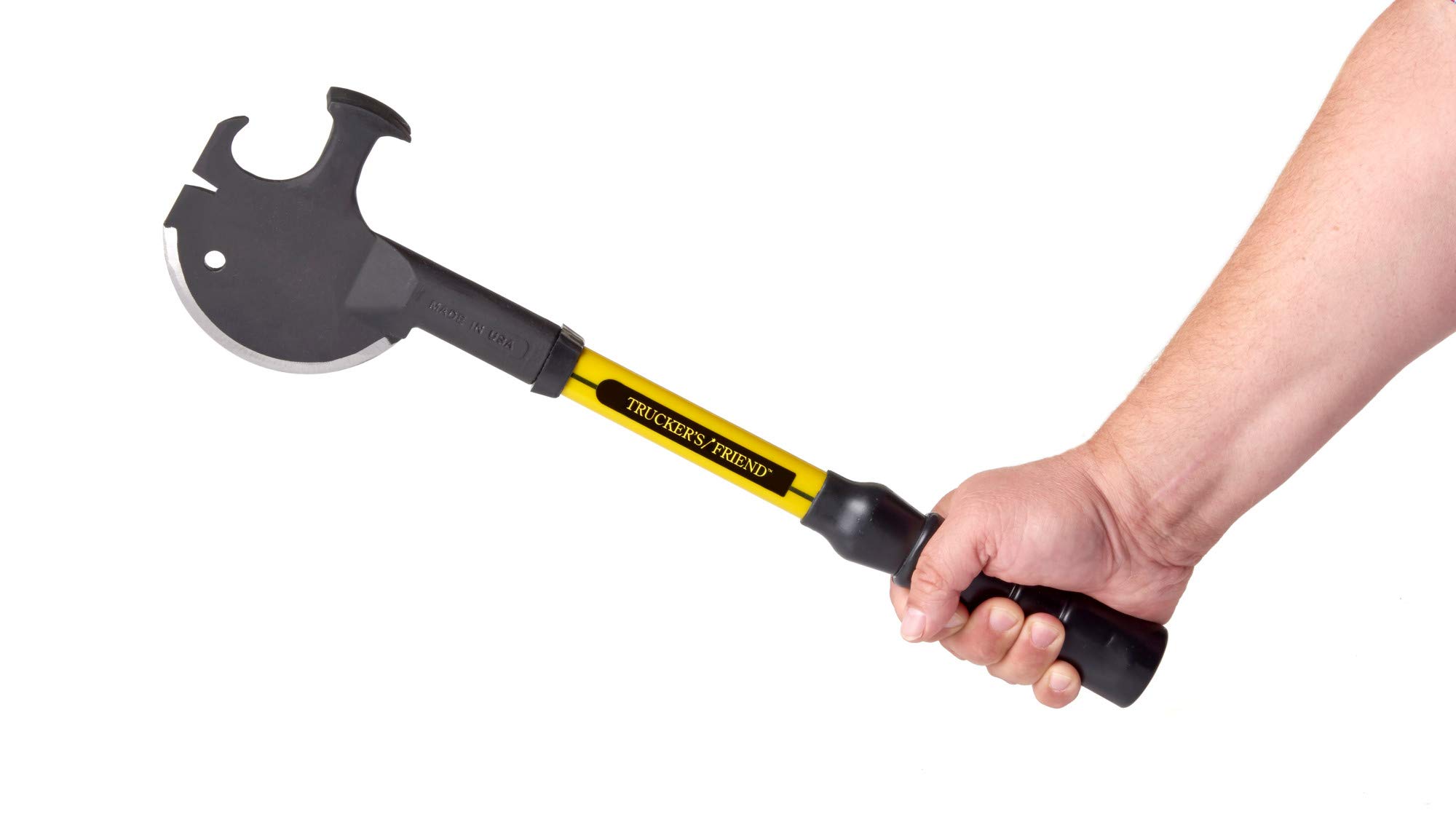 Off Grid Tools Pro Trucker’s Friend – Yellow, Carbon Steel Blade, Shock Absorbing Grip, All-Purpose Multitool, Made in USA, Curved Axe Head, Hammer, Pry Bar, Nail Puller