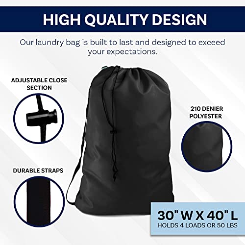 Heavy Duty Laundry Bag w/Shoulder Strap, 30x40 Inch by Ultra Essentials - Tear Resistant Polyester Utility Bag Holds 50 lbs, Great for Travel & Home Storage, Includes Lavender Dryer Sachet (PURPLE)