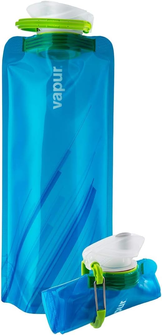 Vapur Flexible Collapsible Wide Mouth Anti-Bottle with Detachable Carabiner, 34 Ounce, Blue, Pack of 1