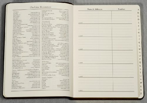 Graphic Image 7 Inch Leather Bound Desk Address Book, Genuine Calfskin Leather, 1,400 Entries, British Tan