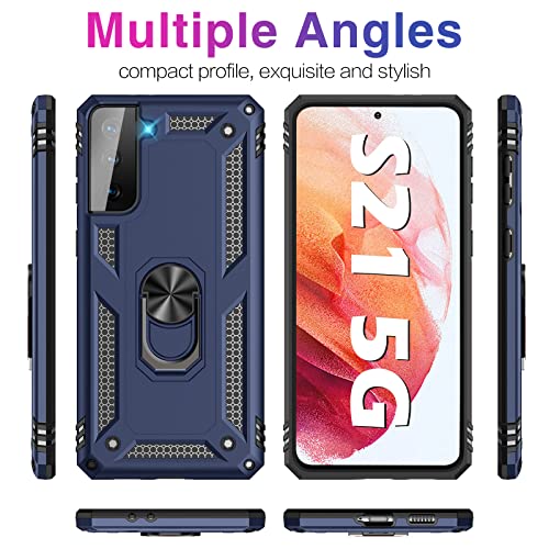 Vaki Case for Samsung Galaxy S21 5G Case Rugged Military Grade Heavy Duty Armor Shockproof Anti-Drop Galaxy S21 Phone Case Holder Kickstand Shell for Samsung Galaxy S21 5G 6.2 2021 Basic Cases (Blue)