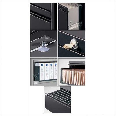 Global Office 9300 Plus 5 Drawer 36" Metal Lateral File Cabinet in Light Gray