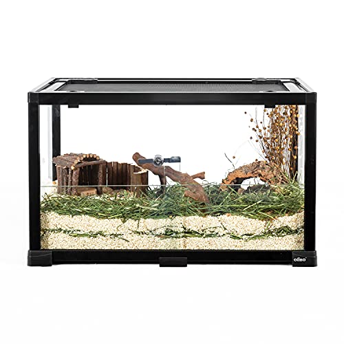 OIIBO Reptile Terrarium 25 Gallon, 2 in 1 Knock-Down Glass Reptile Tank 24" x 16" x 16", Sliding Front Doors Terrariums for Reptiles Bearded Dragon Lizard Gecko Snake Hamster Small Animals Etc