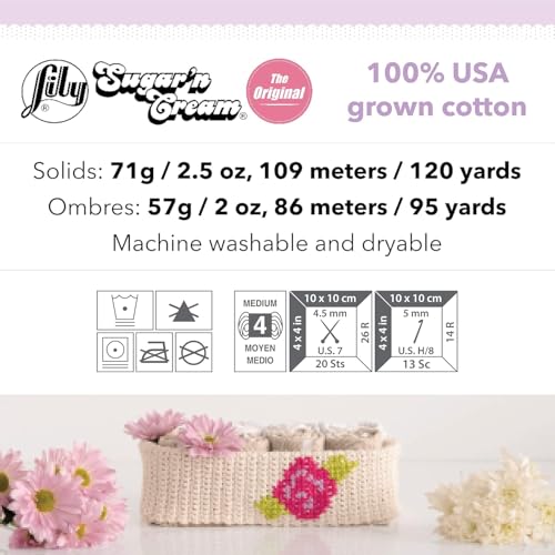 Lily Sugar 'N Cream The Original Ombre Yarn, 2oz, Gauge 4 Medium, 100% Cotton, Painted Desert - Machine Wash & Dry