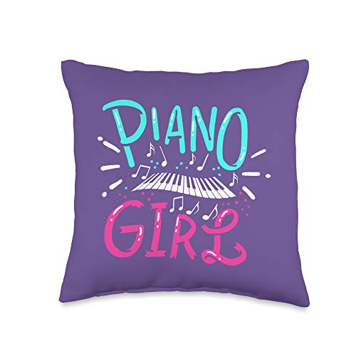 Piano Music Piano Girl Pianist Music Notes Gift Throw Pillow, 16x16, Multicolor