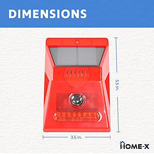 HOME-X Solar Alarm and Flash with Remote, Waterproof, 4-Mode Solar-Powered Alarm with Motion Sensor, Security Alert, Motion-Activated Strobe