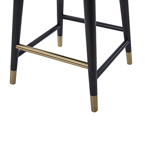 Amazon Brand - Rivet Contemporary Upholstered Counter-Height Swivel Bar Stool with Wood Legs, 37"H, Blue Velvet