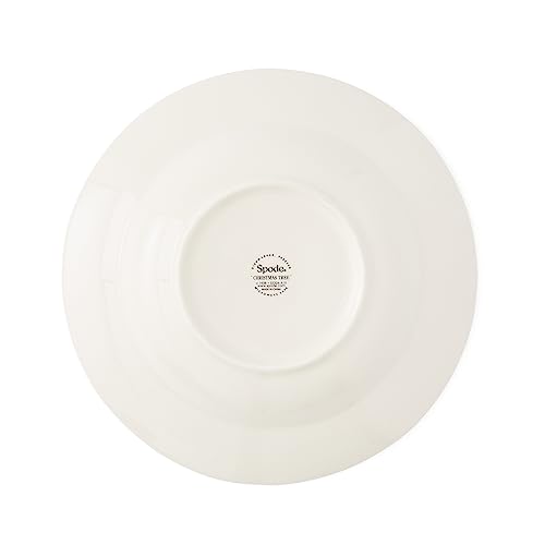 Spode Christmas Tree 9" Soup Plate (Set of 4) - Stoneware Soup Bowls with Festive Tree Design & Green Rim, Ideal for Serving Soup, Pasta, Salad - Microwave & Dishwasher Safe Holiday Dinnerware