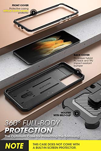 SUPCASE UBPro Series Case for Galaxy S21+ Plus 5G (2021 Release), Full-Body Dual Layer Rugged Holster & Kickstand Case Without Built-in Screen Protector (Black)