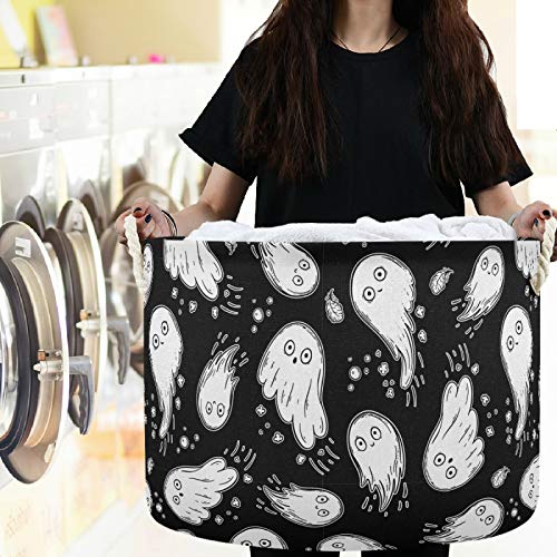 visesunny Collapsible Large Capacity Basket Ghost Cartoon Character Clothes Toy Storage Hamper with Durable Cotton Handles Home Organizer Solution for Bathroom, Bedroom, Nursery, Laundry,Closet