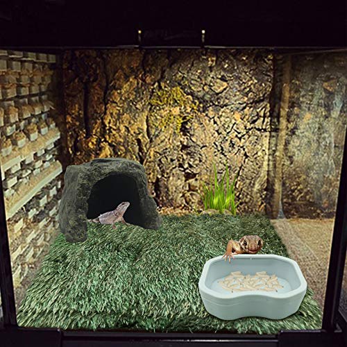 PINVNBY Large Reptile Hideout Cave,Resin Rock Hides Habitat Decor Lizard Box Shelter Tortoise Basking Terrace Pet Terrarium Nest Decoration for Gecko,Spiders,Frogs,Fish,Turtles and Hermit Crabs