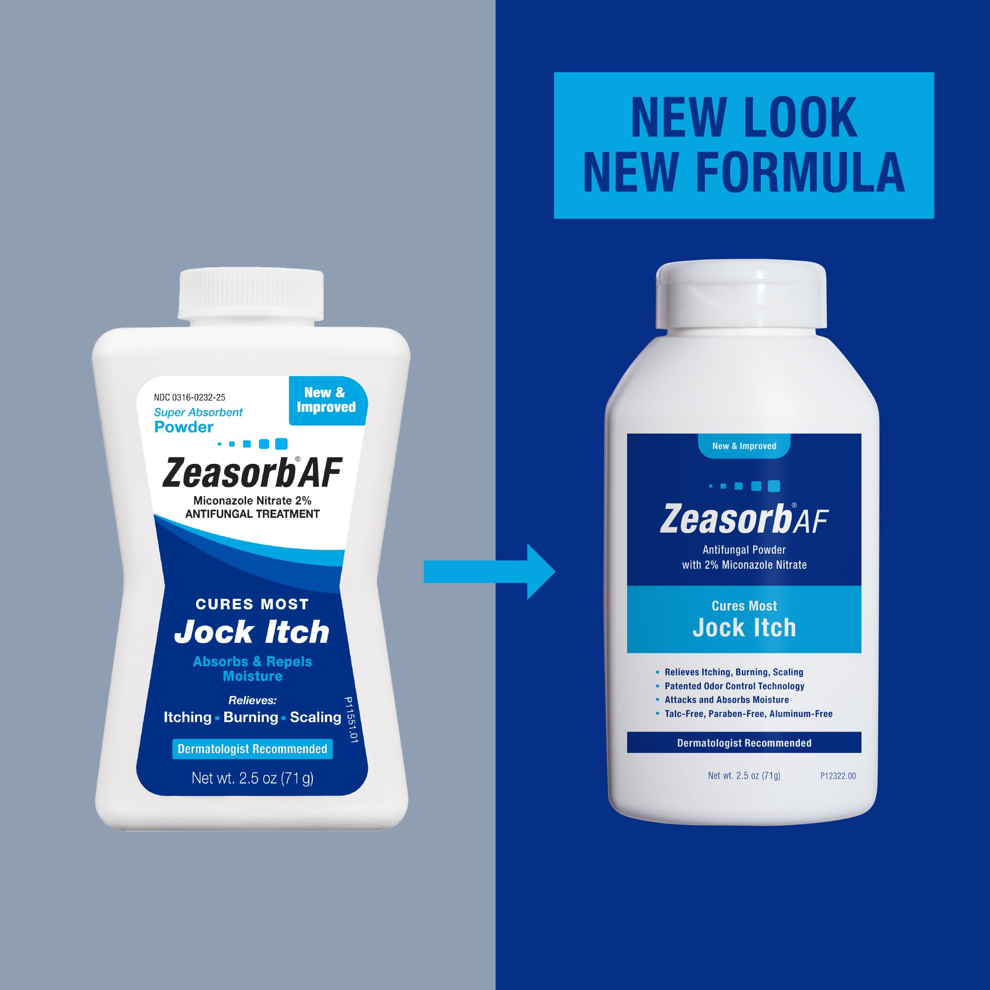 Zeasorb Super Absorbent Antifungal Treatment Powder for Jock Itch, Dermatologist Recommended, Attacks & Absorbs Moisture, Patented Odor Control Technology, with Bentonite Clay and Aloe, 2.5 oz bottle