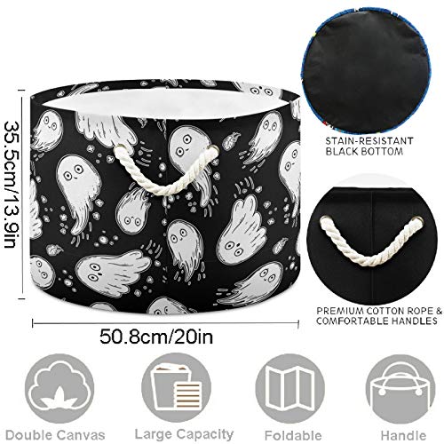 visesunny Collapsible Large Capacity Basket Ghost Cartoon Character Clothes Toy Storage Hamper with Durable Cotton Handles Home Organizer Solution for Bathroom, Bedroom, Nursery, Laundry,Closet