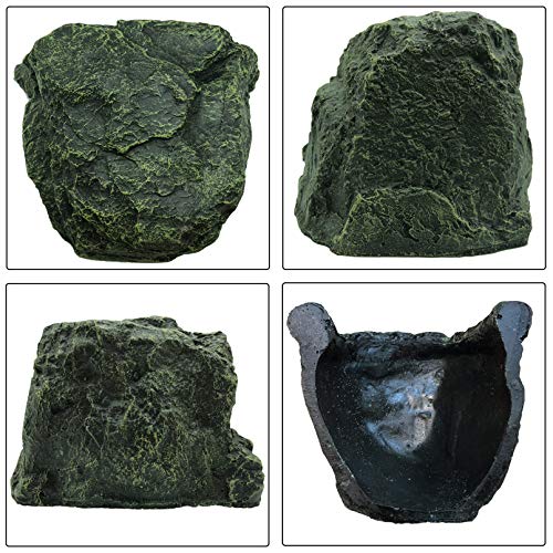PINVNBY Large Reptile Hideout Cave,Resin Rock Hides Habitat Decor Lizard Box Shelter Tortoise Basking Terrace Pet Terrarium Nest Decoration for Gecko,Spiders,Frogs,Fish,Turtles and Hermit Crabs
