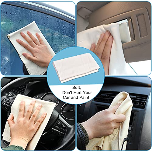 2-Pack Chamois Cloth for Car 35''x 24'' Fast Drying Pad Towel Natural Shammy Towel Real Leather Sheepskin Washing Cloth Cleaning Towel Car and Precision Instruments Multipurpose Wipes Natural Shape