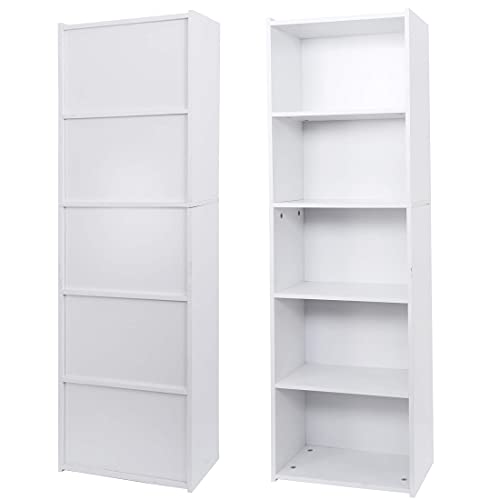 Nouva 5-Shelf Bookcase 52 Inch Wood Bookshelf Freestanding Open Shelf Bookcases Storage Rack Shelf for Living Room Study Office Bedroom White
