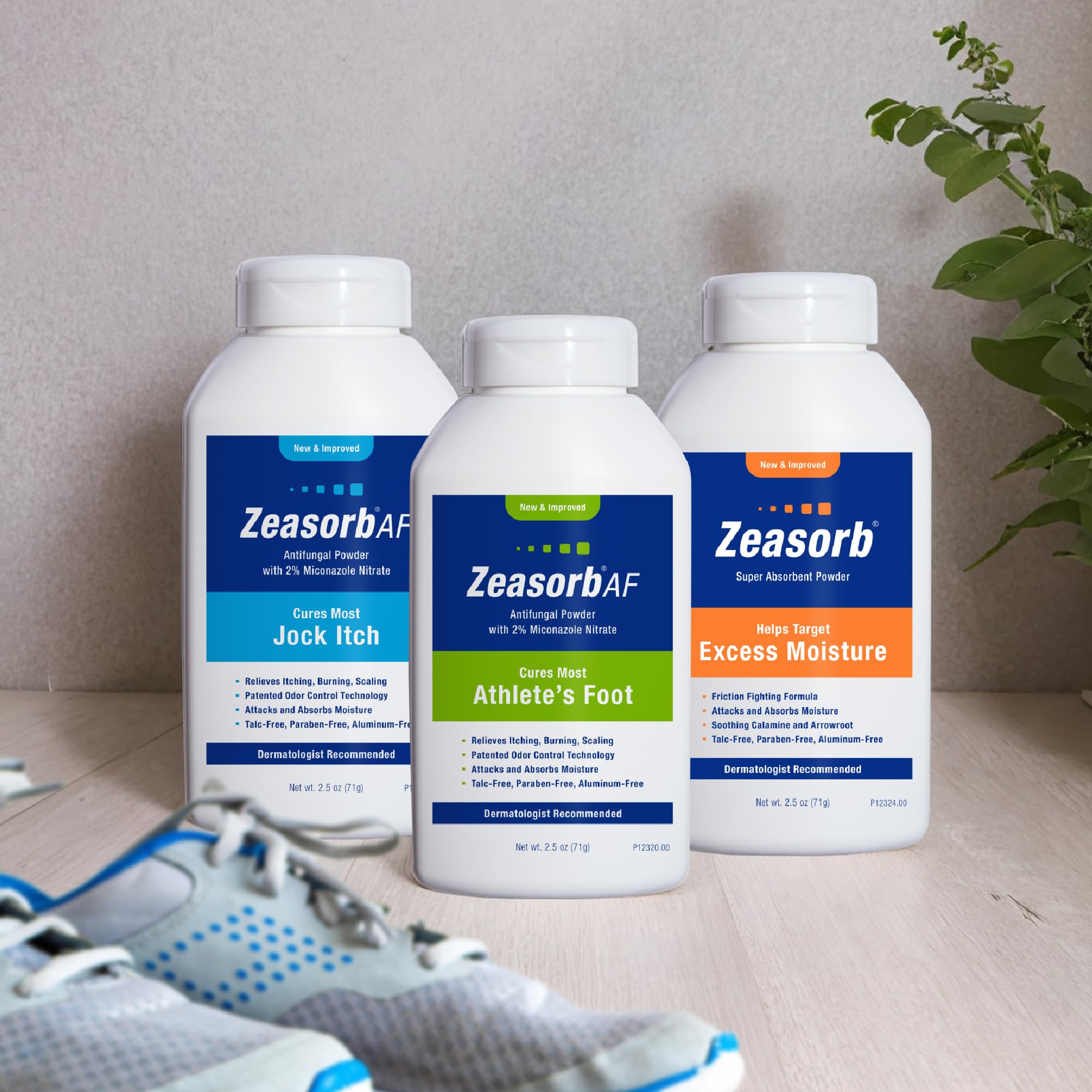Zeasorb Super Absorbent Antifungal Treatment Powder for Jock Itch, Dermatologist Recommended, Attacks & Absorbs Moisture, Patented Odor Control Technology, with Bentonite Clay and Aloe, 2.5 oz bottle