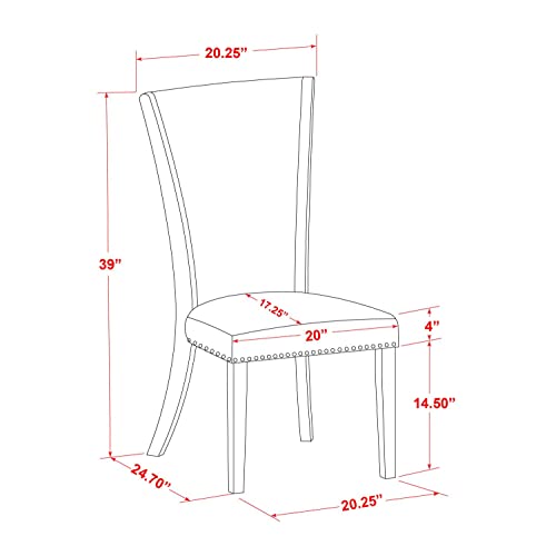 East West Furniture VEP3T47 Dining Chairs, Regular
