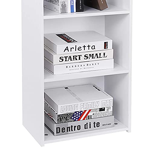 Nouva 5-Shelf Bookcase 52 Inch Wood Bookshelf Freestanding Open Shelf Bookcases Storage Rack Shelf for Living Room Study Office Bedroom White