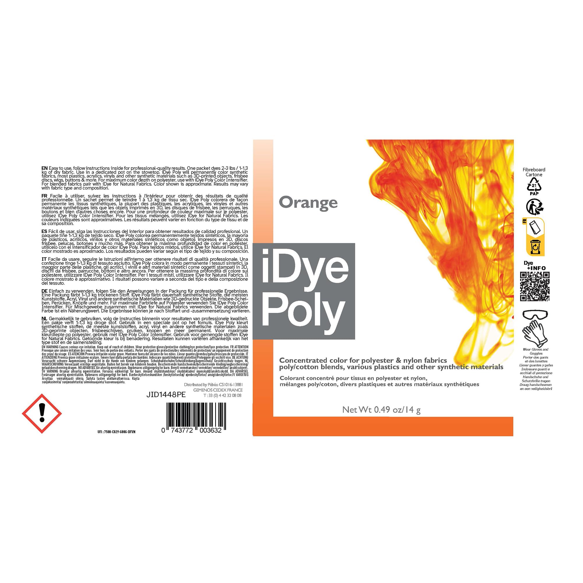 Jacquard iDye Fabric Dye 14 Grams- Poly Orange