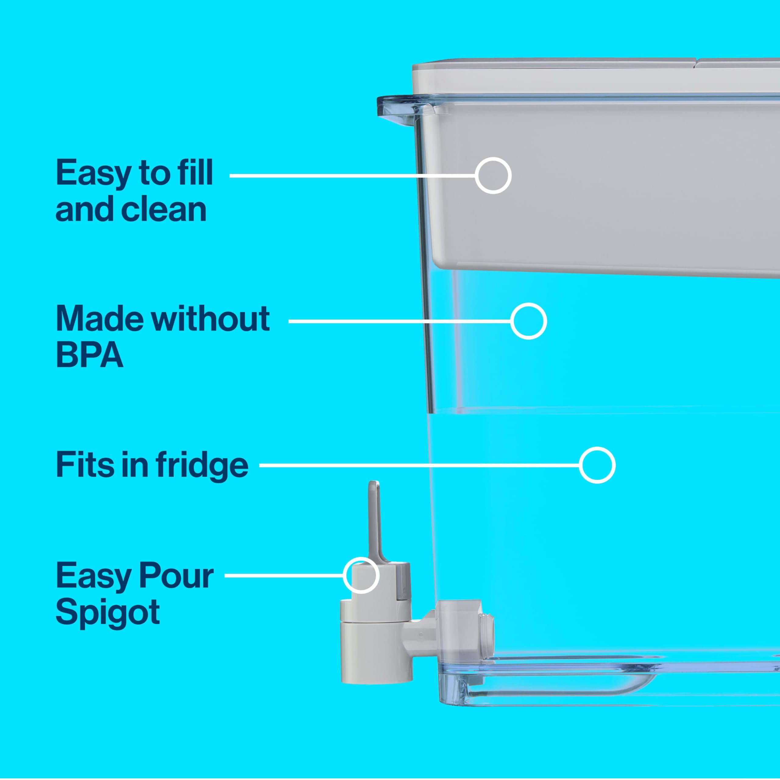 Brita UltraMax Large Water Dispenser With Standard Filter, BPA-Free, Replaces 1,800 Plastic Water Bottles a Year, Lasts Two Months or 40 Gallons, Includes 1 Filter, Kitchen Accessories, Large - 27-Cup
