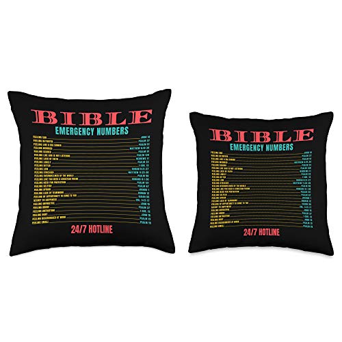 PNMerch Faith Bible Emergency Christian Gift Hotline Numbers Throw Pillow, 18x18, Multicolor