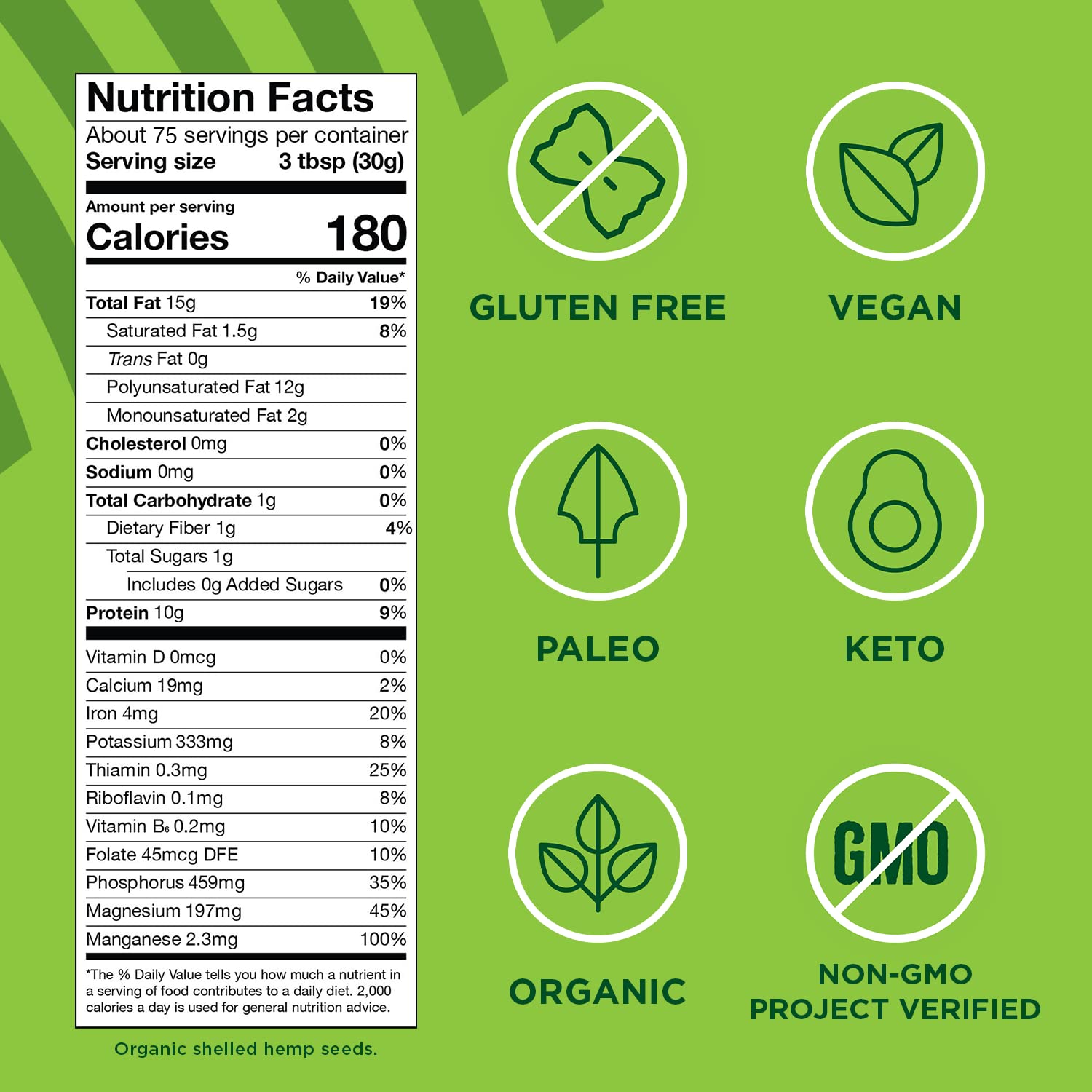 Manitoba Harvest Organic Hemp Seeds, 5 lb, 10g Plant Based Protein and 12g Omega 3 & 6 per Srv, smoothies, yogurt & salad, Non-GMO, Vegan, Keto, Paleo, Gluten Free